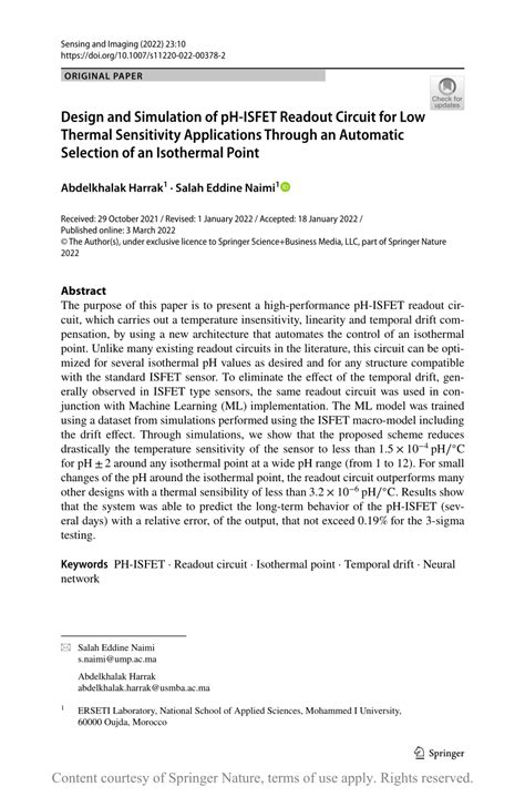 Design And Simulation Of Ph Isfet Readout Circuit For Low Thermal Sensitivity Applications