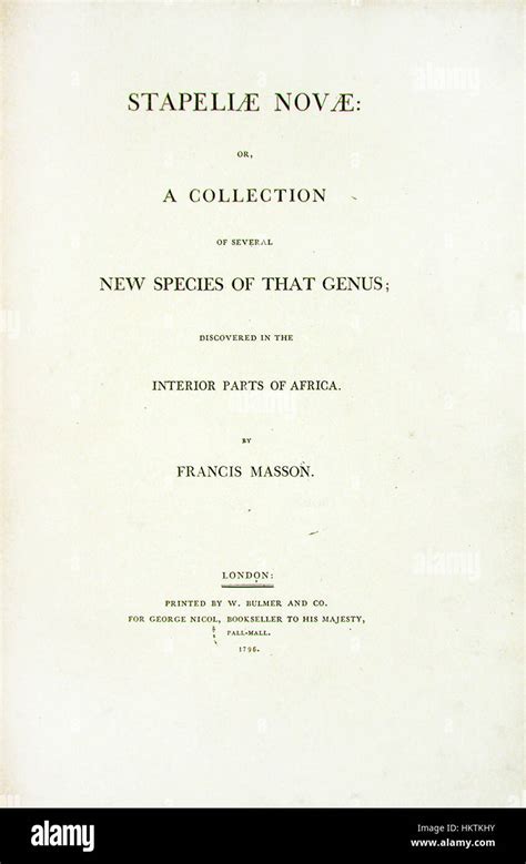 Francis Massons Work Features A Focus On Botanical Subjects And Natural History Known For His