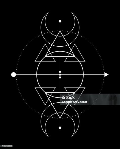 매직 트리플 문 바이킹 신의 상징 켈트 신성한 기하학 위칸 화이트 로고 문신 연금술 밀교 삼각형 검은 배경에 고립 된 영적 신비주의 객체 벡터 일러스트 레이 션 로고에 대한