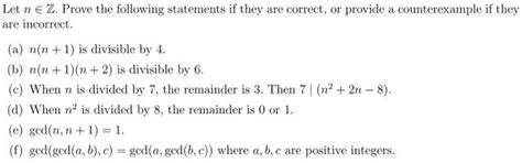 Solved Let N∈z Prove The Following Statements If They Are