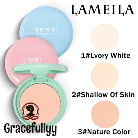 Jual COD LAMEILA Naked Make Up Powder 3 Colors Pink Biru Hijau
