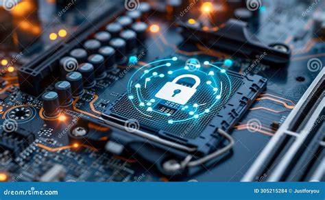 Advanced Cybersecurity Concept With Encrypted Chip Generative Ai Stock