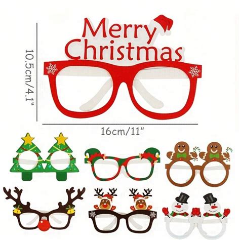 9 Pairs Of Fun Santa Claus Christmas Tree Elk Shaped Paper Glasses