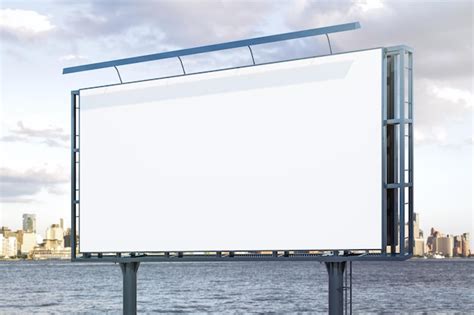 Premium Photo Blank White Billboard On City Buildings Background At