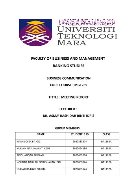 Mgt269 Group Assignment 2 Ba1192a Faculty Of Business And Management