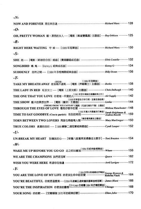 流行經典情歌 簡譜版 PopularClassicLove Songs