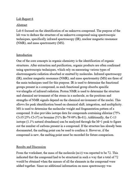 lab report 6 organic chemistry 1 pdf spectroscopy nuclear