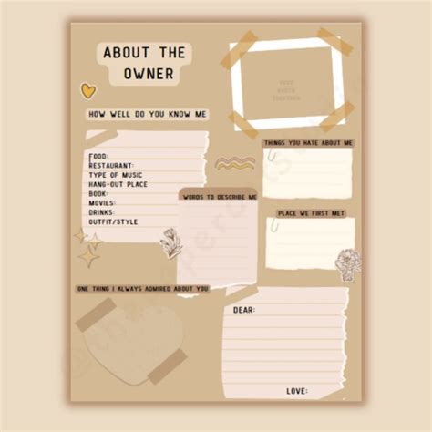 Cute Slam Book Templates Vintage Theme Printable Slam Book Slam Book