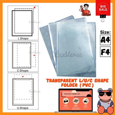 Clear Folder A4 Pvc Document Clear Holder L Shape U Shape C Shape 🔥