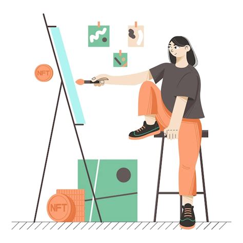 Premium Vector Woman Creating A Nft Art
