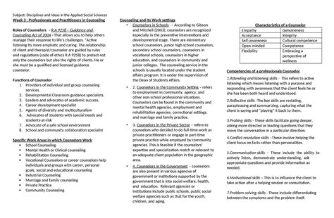 Week 3 Lessons Notes For Week 3 Subject Disciplines And Ideas In The Applied Social