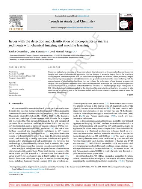 Pdf Issues With The Detection And Classification Of Microplastics In