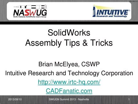 PPT SolidWorks Assembly Tips Tricks PowerPoint Presentation ID 2163174