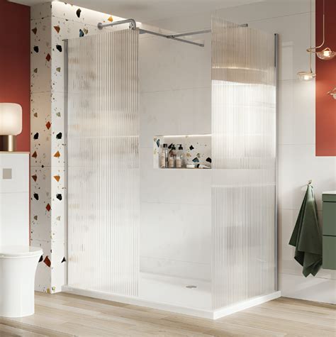 Fluted Glass Wetroom Shower Screen 8mm Chrome Cheeky Bathrooms