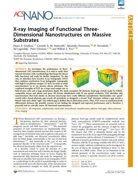 Pdf X Ray Imaging Of Functional Three Dimensional Nanostructures On Massive Substrates