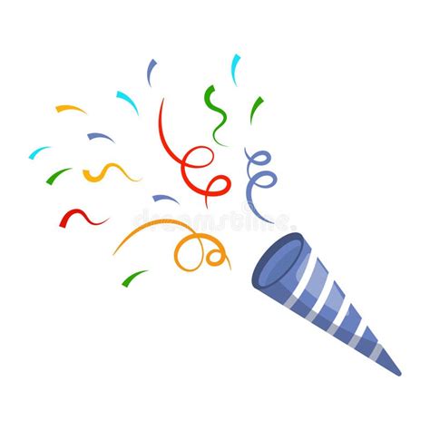 Exploding Party Popper With Ribbons Confetti And Serpentine Holiday Icon Stock Vector