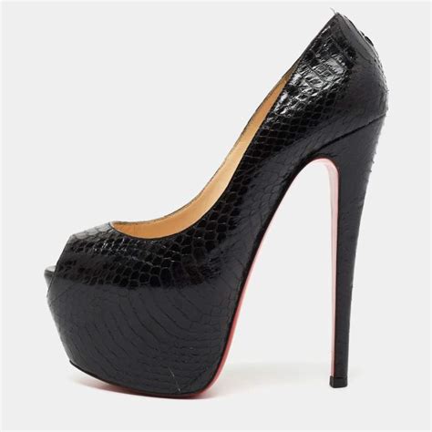 Christian Louboutin Black Python Leather Highness Platform Pumps Size 37 5 Christian Louboutin