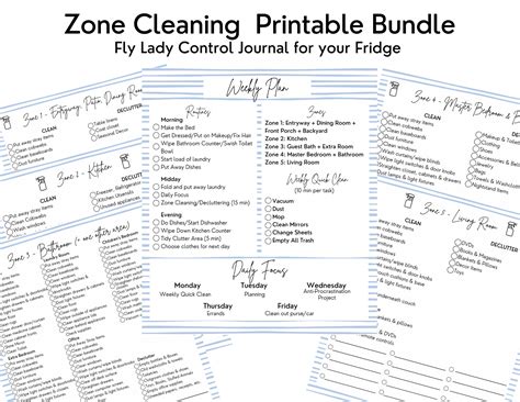 Printable Flylady Control Journal Fly Lady Planner Zone Cleaning