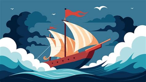 Premium Vector An Image Of A Ship Navigating Through Rough Waters