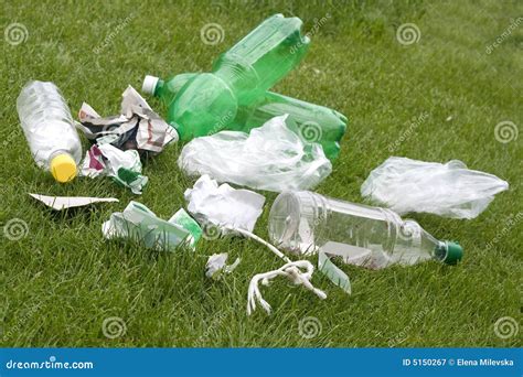 Garbage In Grass Stock Image Image Of Green Object Trash 5150267