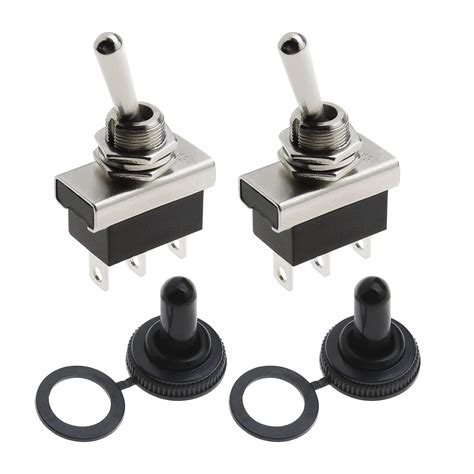 Emsea 2 Pcs 3 Pins On Off On Spdt Toggle Switch With Waterproof Cover Cap Kn3d 103