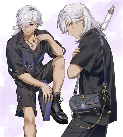 Safebooru 1boy Alternate Costume Bag Black Shirt Black Shorts Closed