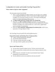 Grading Rubric For Genders Sexualities Term Paper Proposal Course Hero