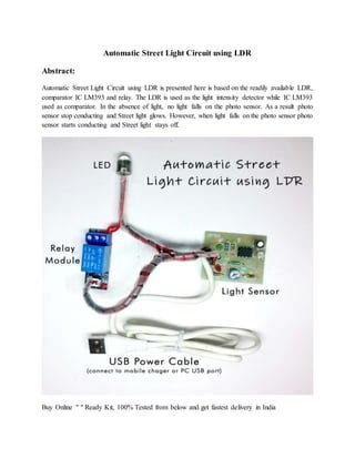 Automatic Street Light Circuit Using Ldr DOCX