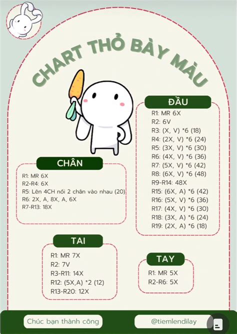 Chia Sẻ Chart Móc Len Chart Móc Len Thỏ Bảy Màu Màu Trắng Má Hồng Tải Xuống File Pdf Sku05on2d