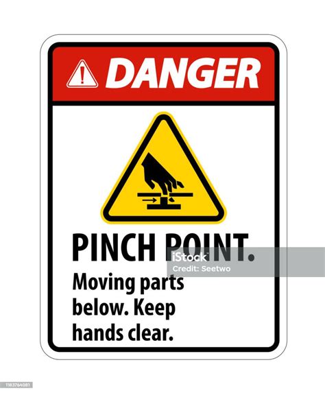 위험 핀치 포인트 아래 움직이는 부품 흰색 배경에 손 명확한 기호 기호 분리 유지 벡터 일러스트 레이션 Eps10 경계 표지에 대한 스톡 벡터 아트 및 기타 이미지 Istock