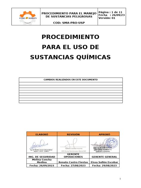 Procedimiento Para Uso De Sustancias Peligrosas Pdf Mercancías