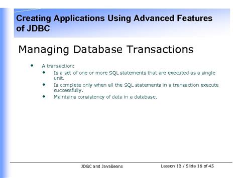 Creating Applications Using Advanced Features Of Jdbc Pre Assessment