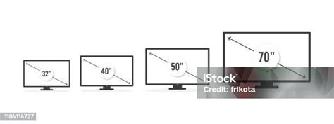 스마트 Tv 아이콘 세트 32 40 50 및 70 인치의 대각선 화면 크기 Lcd 텔레비전 디스플레이 컴퓨터 모니터 벡터