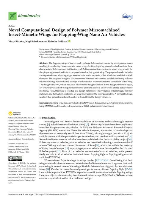 Pdf Novel Computational Design Of Polymer Micromachined Insect Mimetic Wings For Flapping Wing