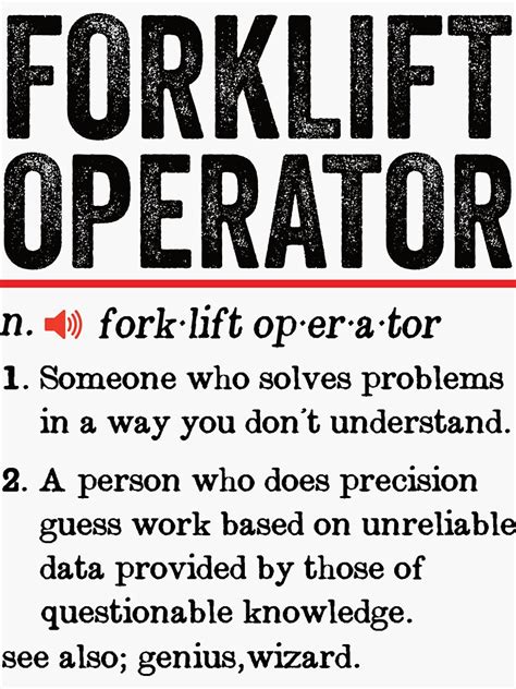 Forklift Operator Funny Definition Forklift Operator Gift Forklift Driver Sticker For Sale