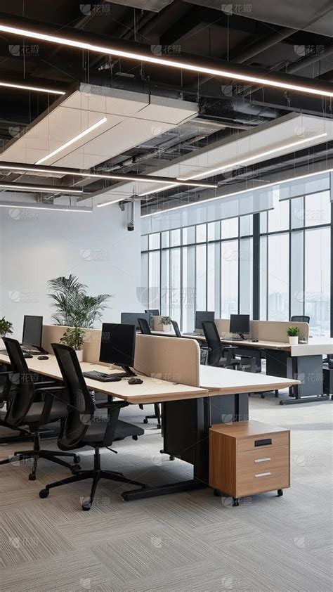建筑系列通用现代简约职工办公室实景图素材 花瓣网