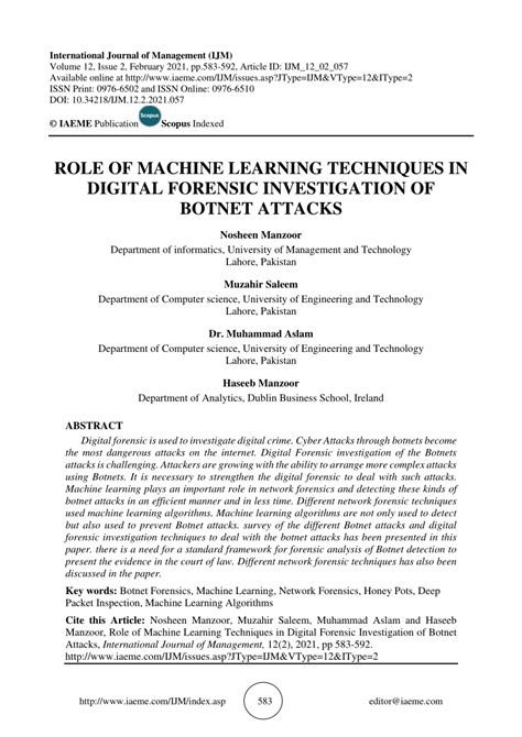 Pdf Role Of Machine Learning Techniques In Digital Forensic