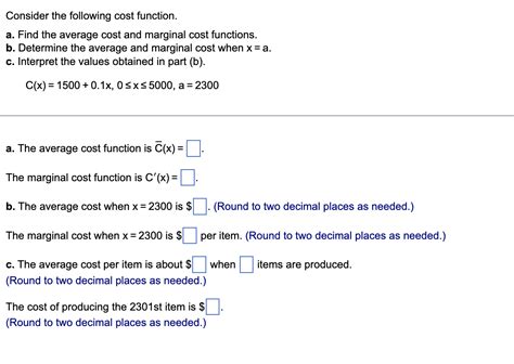 Solved Consider The Following Cost Function A Find The