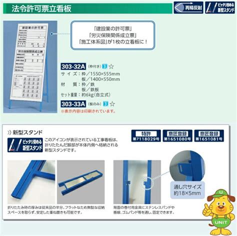 【楽天市場】303 32 法令許可票立看板 鉄枠付 メーカー直送代引き決済不可工事現場 建設現場 建設業の許可票 労災保険関係成立票