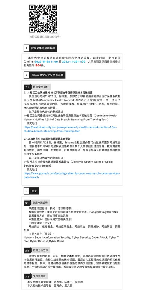 国际网络空间安全每日热点报告2022年11月29日 网络空间安全研究院