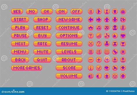 Pixel Art Bright Buttons Stock Vector Illustration Of Game