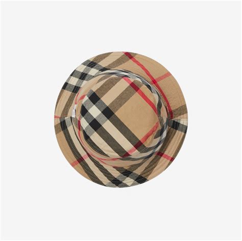 Reversible Cotton Blend Bucket Hat In Black Men Burberry® Official