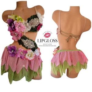 Sexy Fairy Costume Pink Green Colorful Adult Woodland Fairy Costume Edc Outfit Flower Costume
