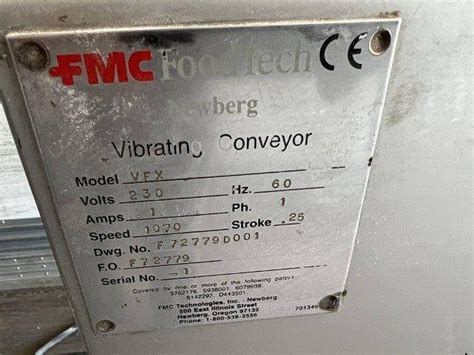 Fmc Foodtech Vfx Vibrating Conveyor