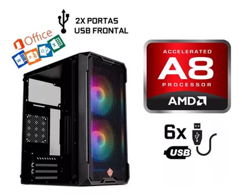 Cpu Pc Gamer Amd A8.8650/ Radeon R7 2gb 16gb Ram Ssd 256gb | Frete grátis