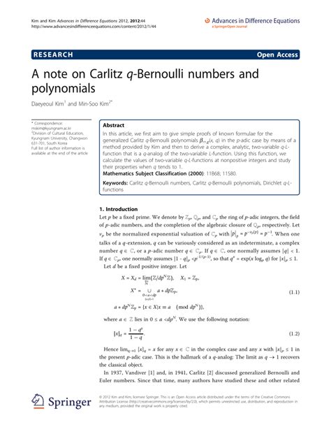Pdf A Note On Carlitz Q Bernoulli Numbers And Polynomials