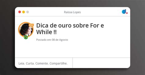Dica De Ouro Sobre For E While
