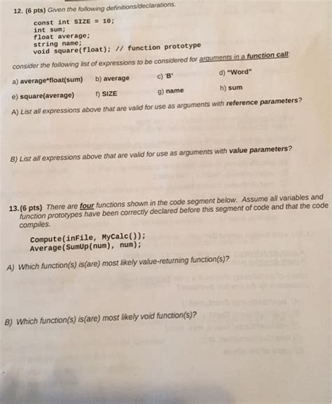 solved given the following definitions declarations const