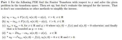 solved part 1 for the following pde find the fourier