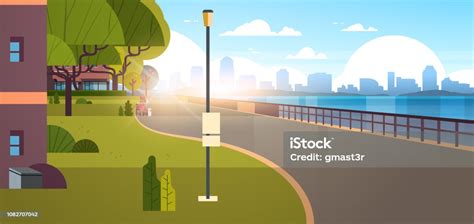 현대 도시 빈 키 도시 도시 고층 빌딩도로 강 및 시내 이른 아침 일출 가로 배너의 평면 보기 배경 0명에 대한 스톡 벡터 아트 및 기타 이미지 Istock